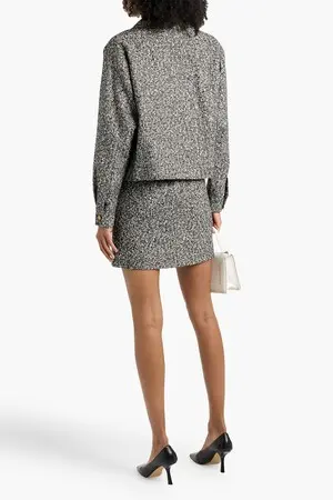 Max Mara Cosa Leather-trimmed Wool-blend Tweed Mini Skirt