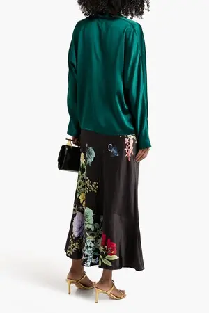 THE SEI Silk-satin Blouse - Emerald