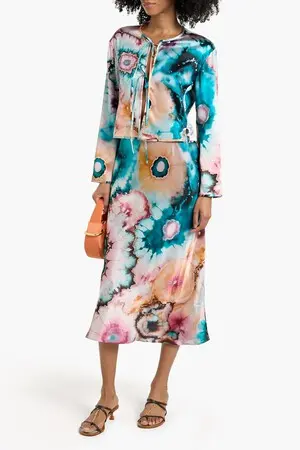 THE ELDER STATESMAN Printed Silk-satin Top