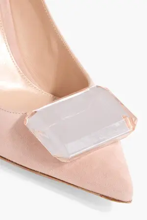 GIANVITO ROSSI Jaipur 85 Crystal-embellished Suede Pumps - Blush
