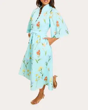 Mestiza New York Carmen Floral Linen Button-front Midi Dress