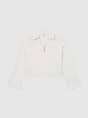 REISS Interlock Open-collar Sweatshirt