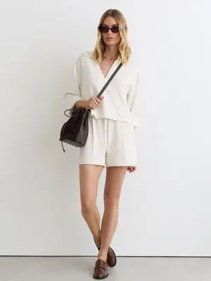 REISS Interlock Open-collar Sweatshirt