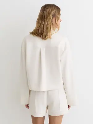REISS Interlock Open-collar Sweatshirt