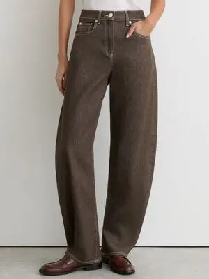 REISS Sabel Barrel-leg Jeans - Brown