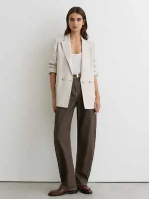 REISS Sabel Barrel-leg Jeans - Brown