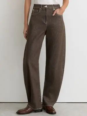 REISS Sabel Barrel-leg Jeans - Brown