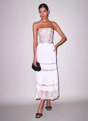 FLEUR DU MAL Juliet Lace Maxi Skirt - Ivory