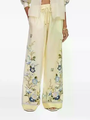 SELF-PORTRAIT Floral-print Palazzo Pants - Neutrals