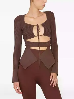 ANDREĀDAMO Tie-front Ribbed Top