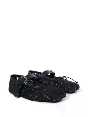 ANN DEMEULEMEESTER Zoey Lace-effect Leather Ballet Flats - Black