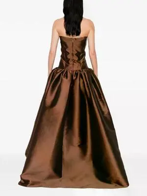 Costarellos Embellished Strapless Asymmetric Dress