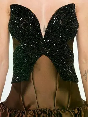 Costarellos Embellished Strapless Asymmetric Dress