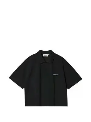 Carhartt Work In Progress Script Embroidered-logo Cotton Polo Shirt - Black