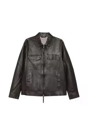 LEATHER AUTHORITY Leather Pocket Zip Jacket