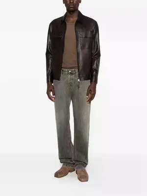 LEATHER AUTHORITY Leather Pocket Zip Jacket