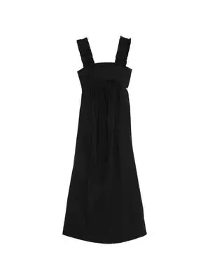 Liu Jo Long Dress With Ruched Shoulder Straps And Back Tie Detail - Black