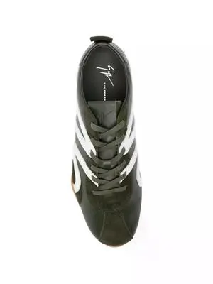 GIUSEPPE ZANOTTI Stripe-detail Leather Sneakers - Green