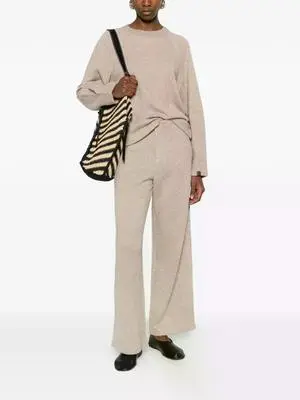 Max Mara Beige Straight Leg Knitted Trousers