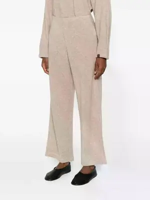Max Mara Beige Straight Leg Knitted Trousers