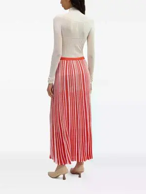 MARGHERITA MACCAPANI Striped Pleated Skirt - Red