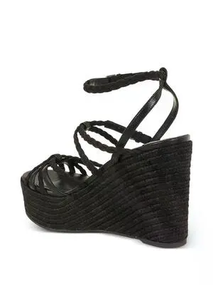 JIMMY CHOO Nyra Braided-strap Platform Sandals - Black