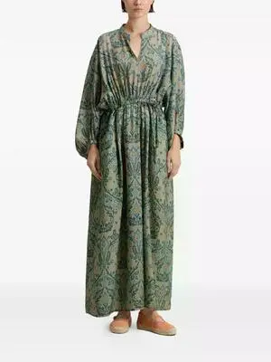 Woolrich Elasticated Floral Print Midi Dress - Green