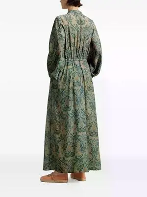 Woolrich Elasticated Floral Print Midi Dress - Green