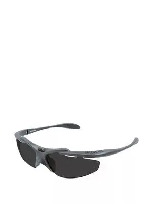 Balenciaga Logo Oval-frame Sunglasses - Grey