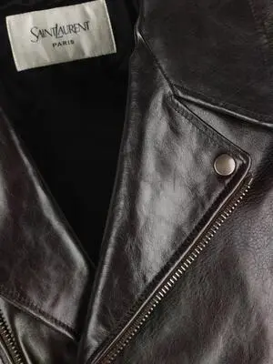 Saint Laurent Belted Leather Jacket - Brown