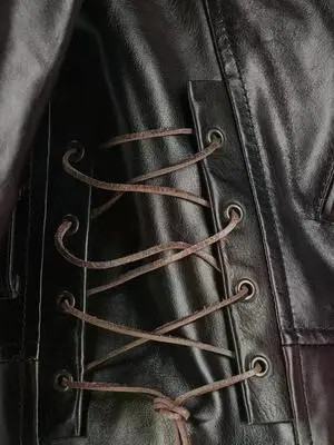 Saint Laurent Belted Leather Jacket - Brown