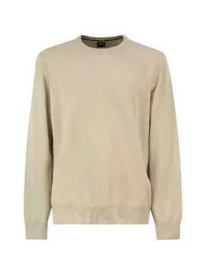 BOSS Embroidered-logo Crew Neck Sweater - Neutrals