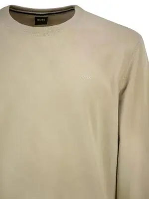 BOSS Embroidered-logo Crew Neck Sweater - Neutrals