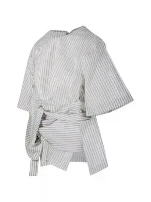 RÓHE Striped Tie Blouse - White
