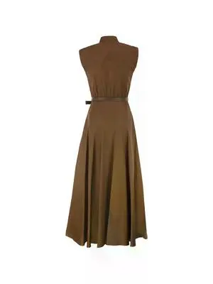 Max Mara Belted Cotton Midi Dress - Brown
