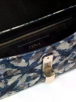 Furla Small Floral Jacquard Crossbody Bag - Blue