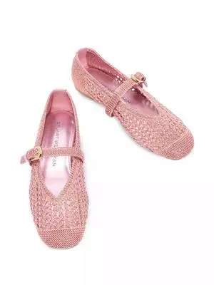 STUART WEITZMAN Leora Crochet-knit Ballet Flats - Pink