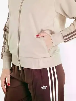 Adidas Firebird Zip-up Sweatshirt With Logo Detail - Neutrals