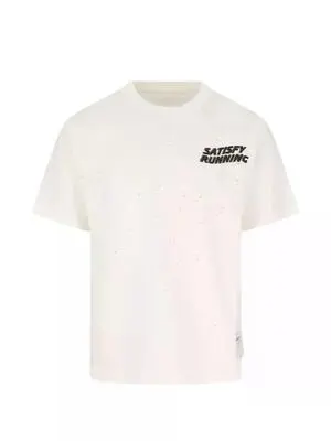 Satisfy Perforated Logo T-shirt - Neutrals