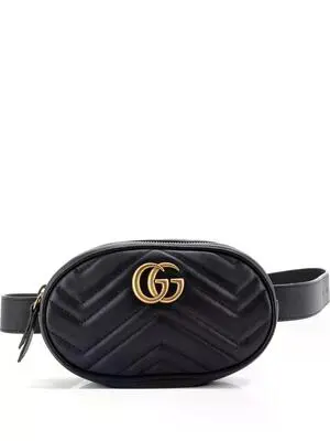 Gucci Gg Marmont Matelasse Leather Belt Bag - Black