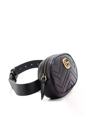 Gucci Gg Marmont Matelasse Leather Belt Bag - Black