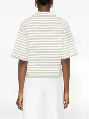 Max Mara Striped V-neck T-shirt - Neutrals