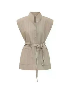 MOMS PANTS Striped Belted Jacket