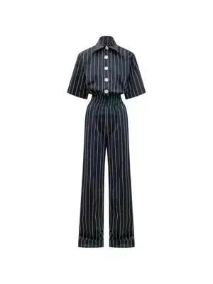 MOMS PANTS Striped Jumpsuit - Blue
