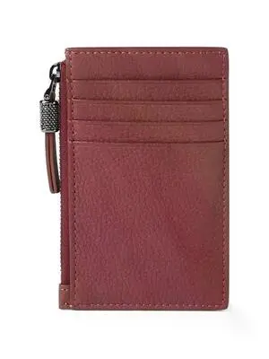 Brunello Cucinelli Logo Leather Card Holder - Red