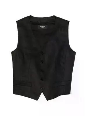 Max Mara Buttoned Linen Waistcoat - Black