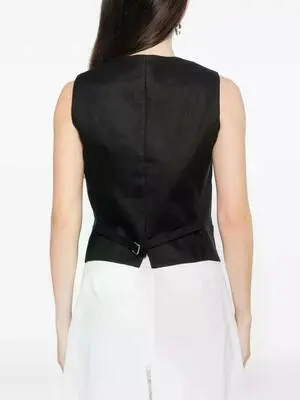 Max Mara Buttoned Linen Waistcoat - Black