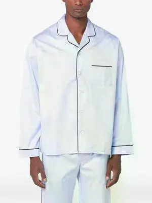 TEKLA Piped-trim Pajama Shirt
