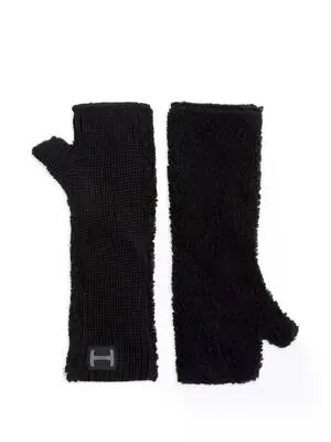 Hogan Logo Detail Knitted Gloves - Black