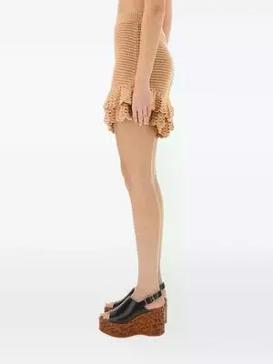 Chloé Crochet Ruffled Shorts - Neutrals